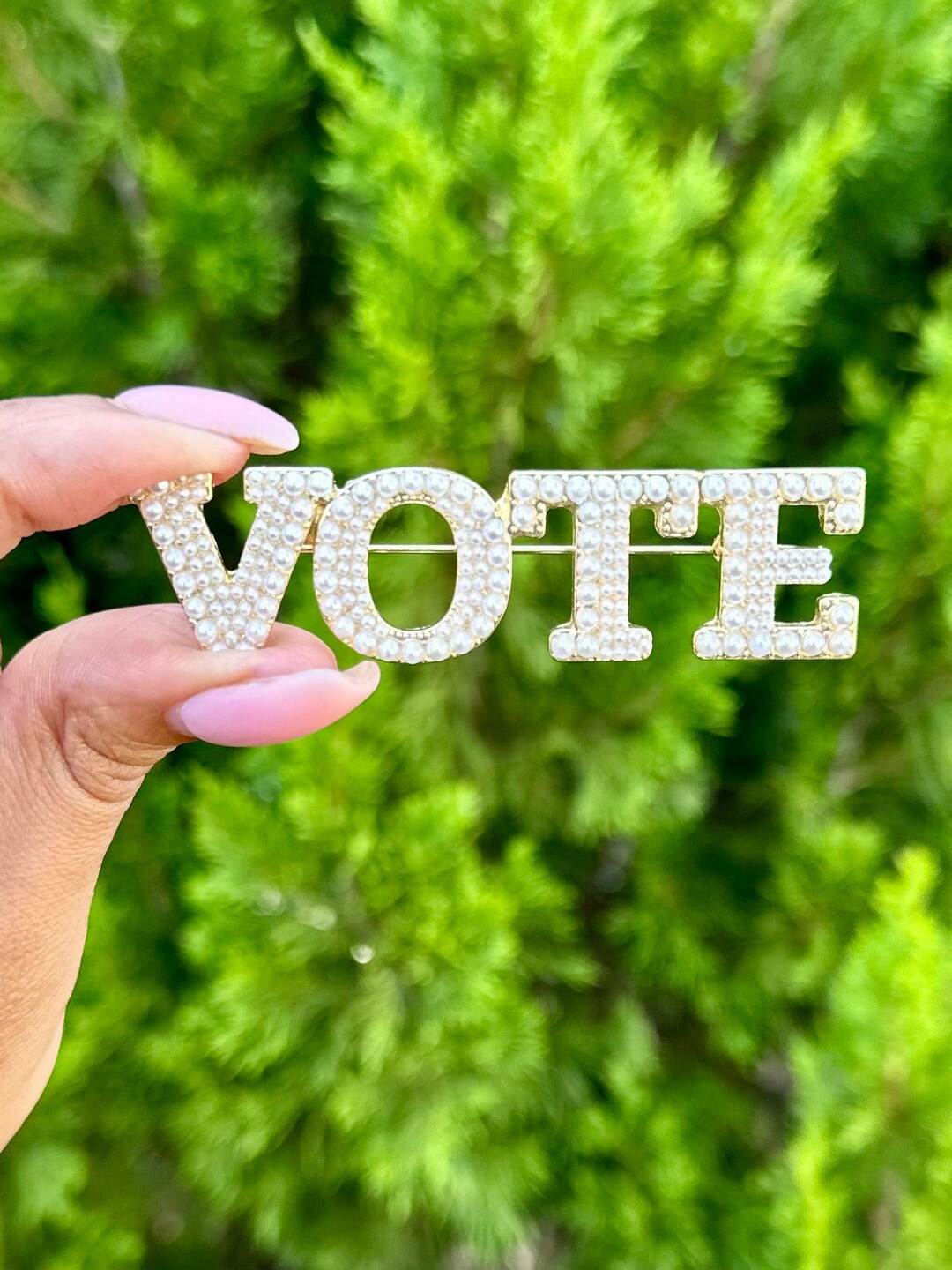 Sophisticated Pearl "vote" Brooch Pin - Etsy