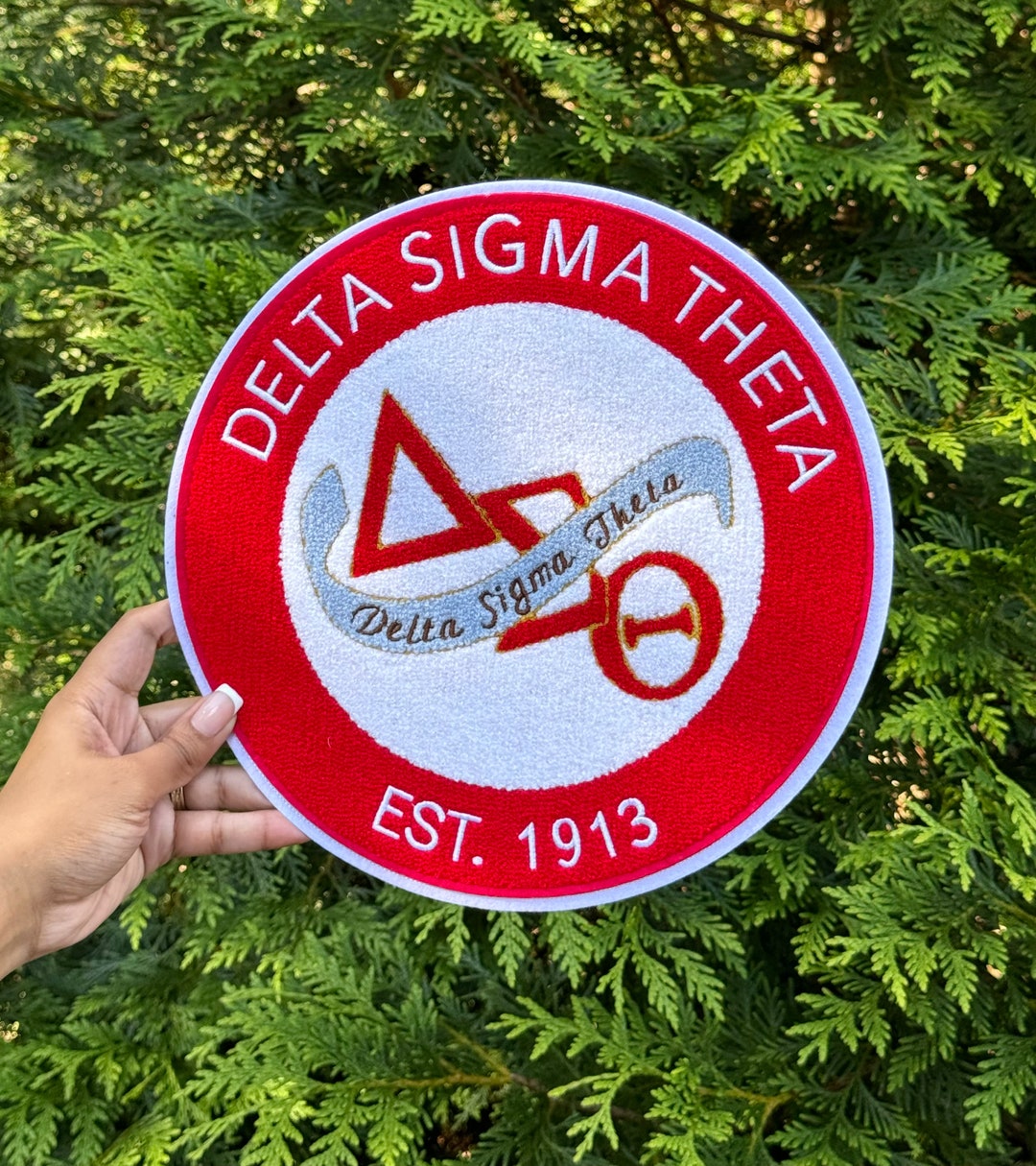 DST Extra Large Red & White Circle Iron on Patch - Etsy