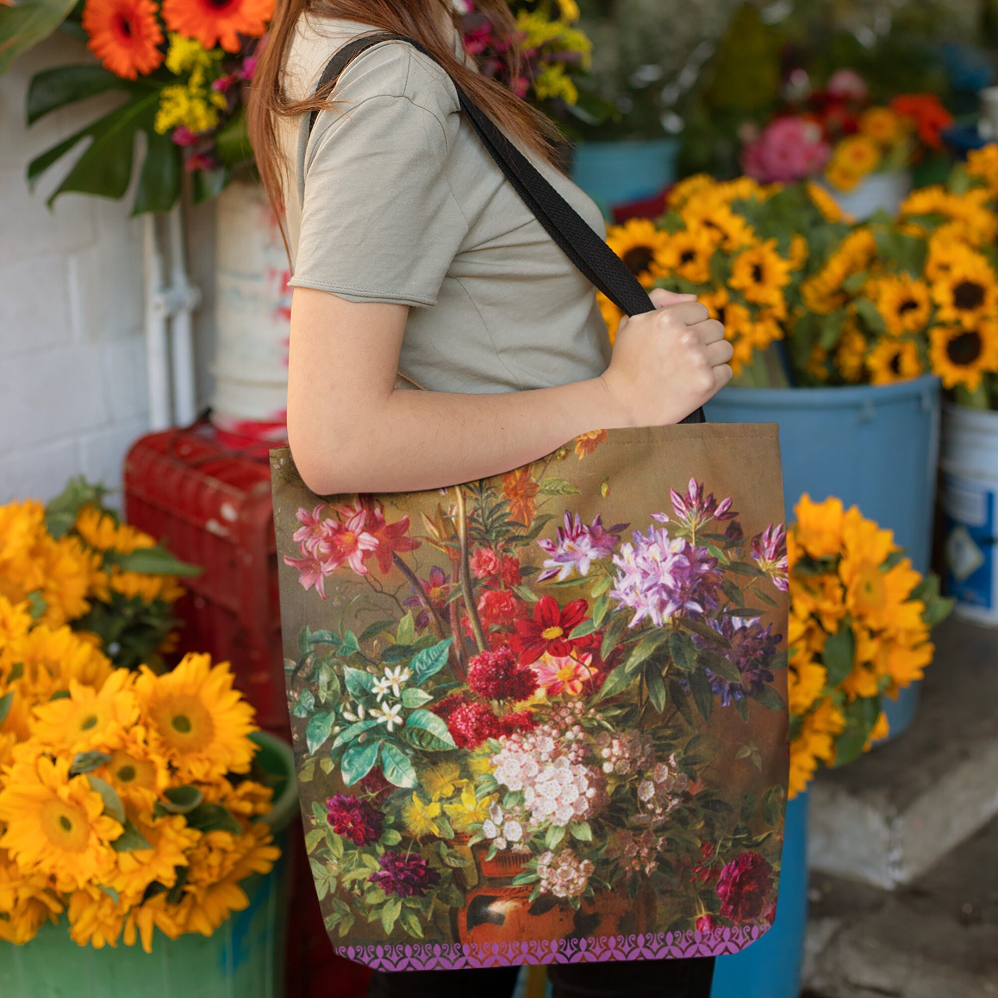 Vintage Fine Art Flowers Tote Bags Gift for Girls Trip or Mothers Day ...