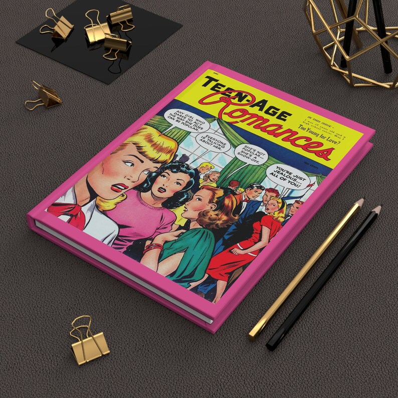 Teens Cartoon Back to School Comic Hardcover Journal Retro Comic Book ...