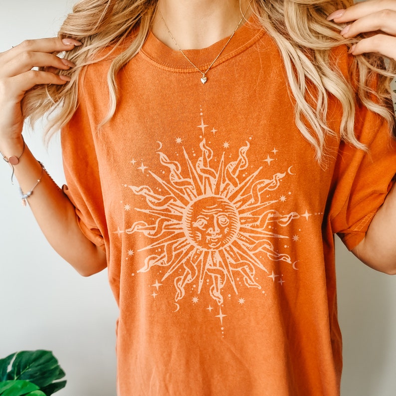 Vintage White Sun Moon Celestial T-shirt, Tarot Sun Tees, Mystic ...