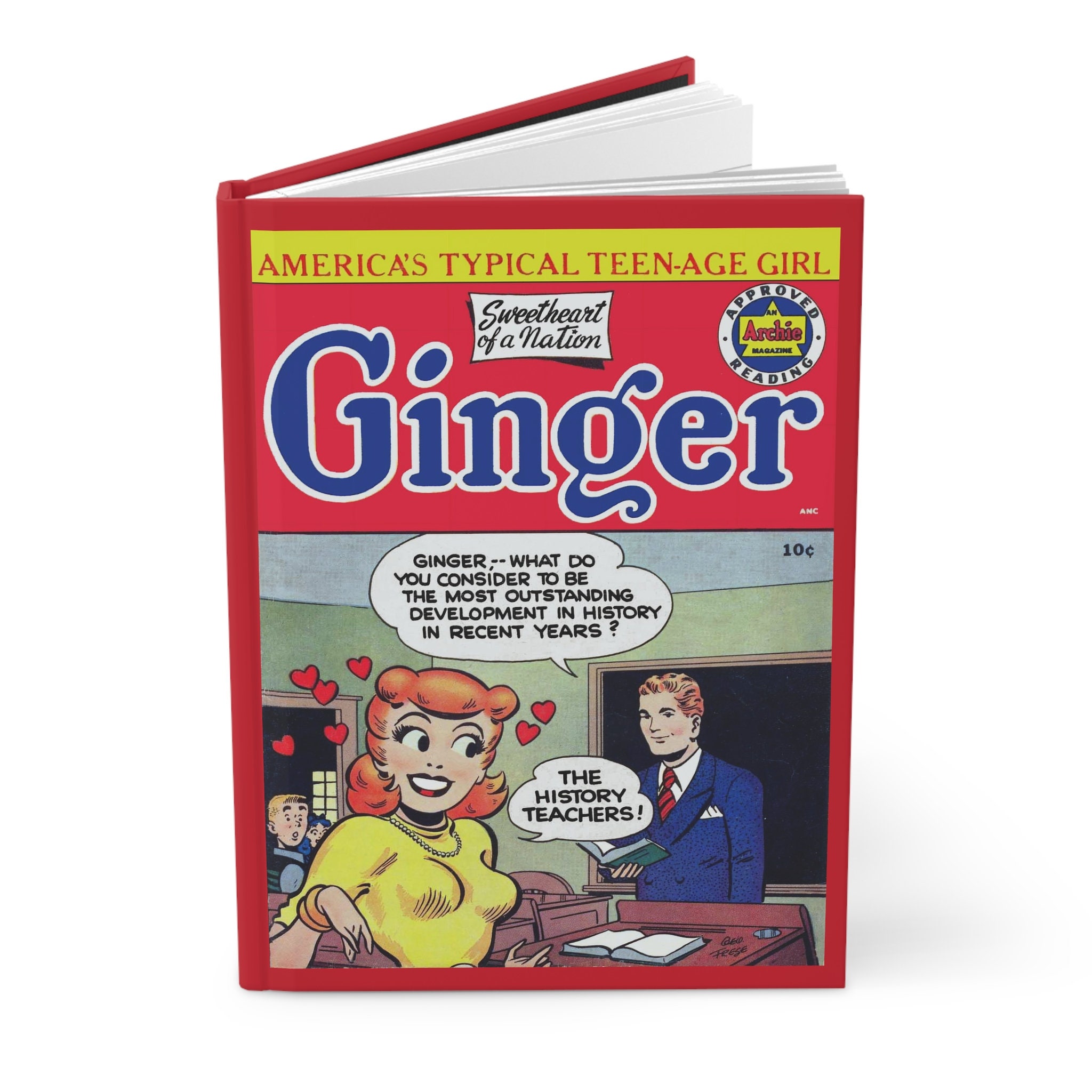 Vintage Teacher Cartoon Back to School Comics Hardcover Journal Retro ...