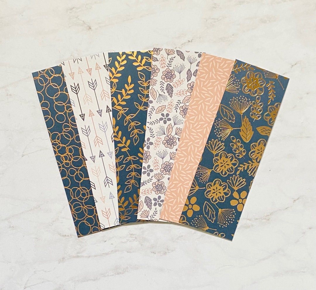 Navy and Rose Gold Bookmarks | Foil Patterned Bookmarks - Etsy