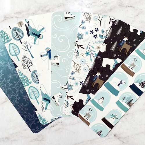 Winter Floral Bookmarks Set of Four Christmas Bookmark - Etsy