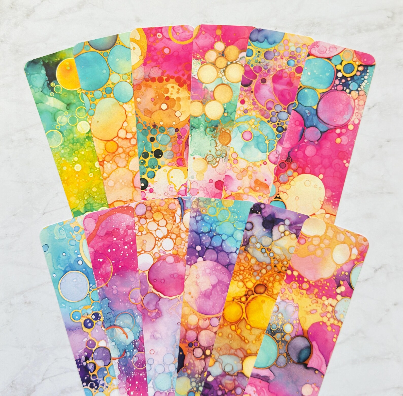 Colorful Ink Spots Bookmarks | Colorful Abstract Bookmarks - Etsy