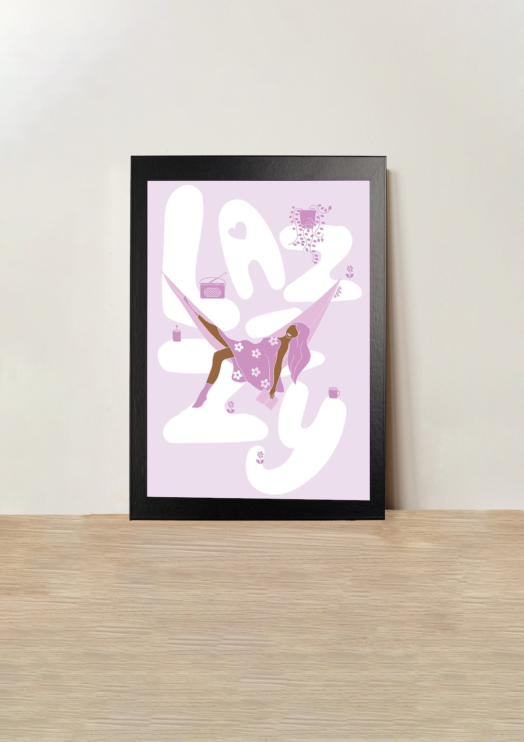 Lazy Print Poster A4 A5 Home Decor Top Quality Print Chilled Vibes Nap ...