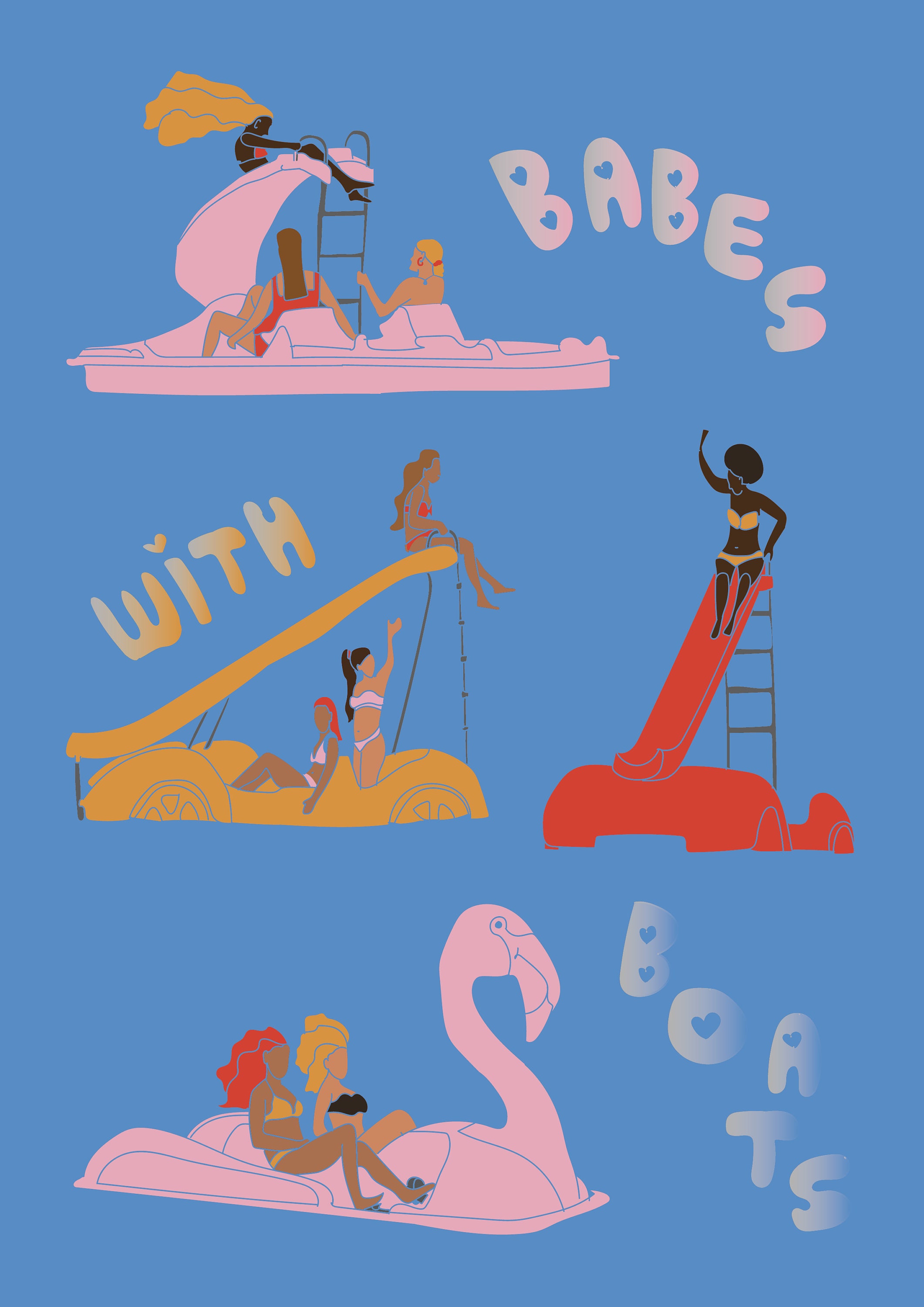 Babes and Boats Print A4 Poster A5 Poster Home Decor BFF Top Quality ...