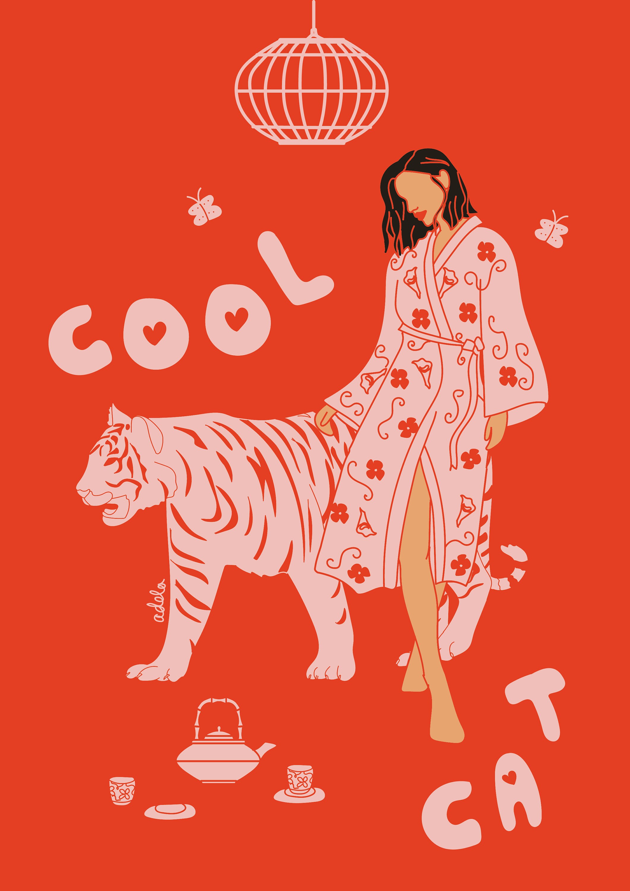 Cool Cat Print Poster A4 A5 Home decor Top quality | Etsy