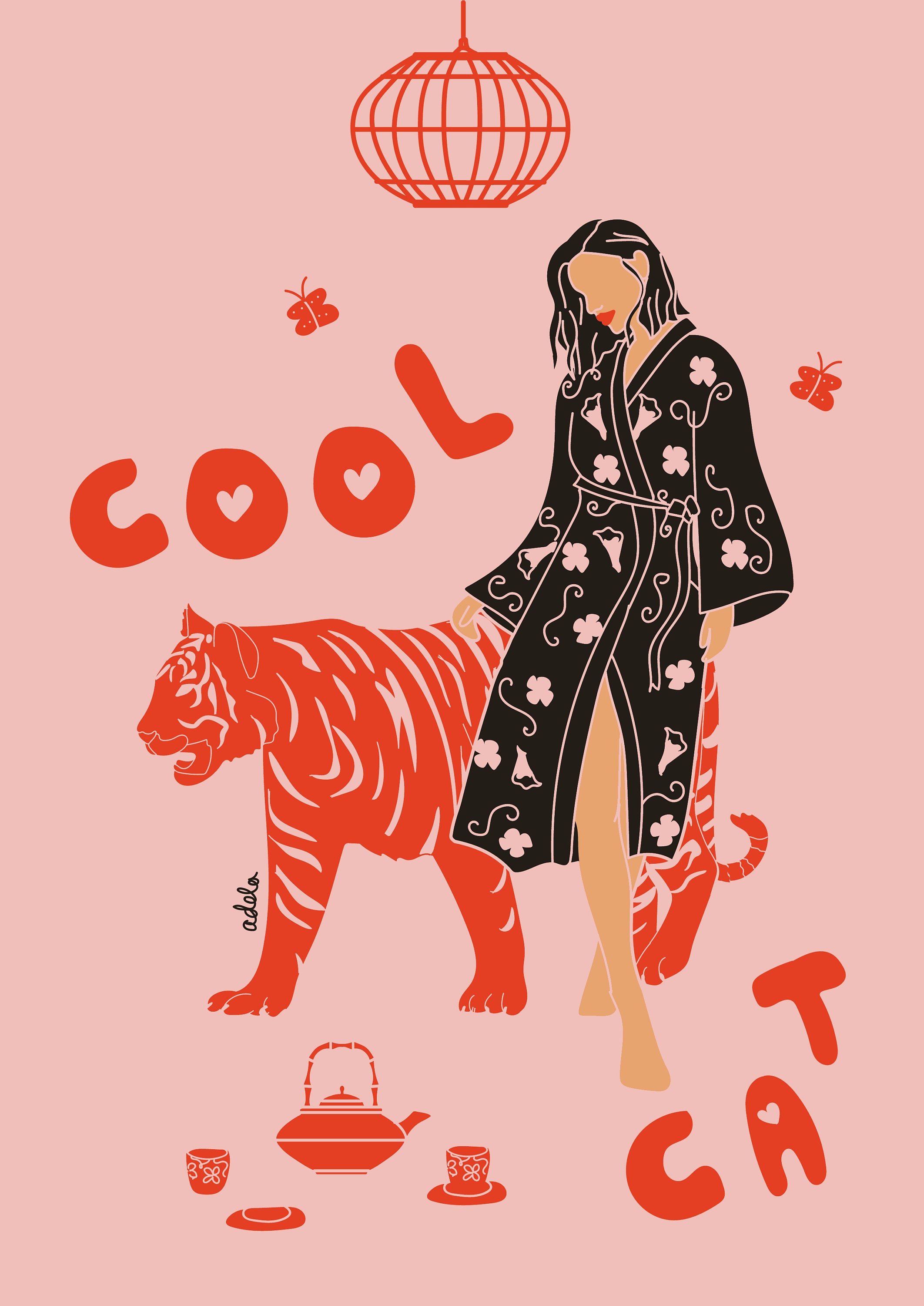 Cool Cat Print Poster A4 A5 Home decor Top quality | Etsy