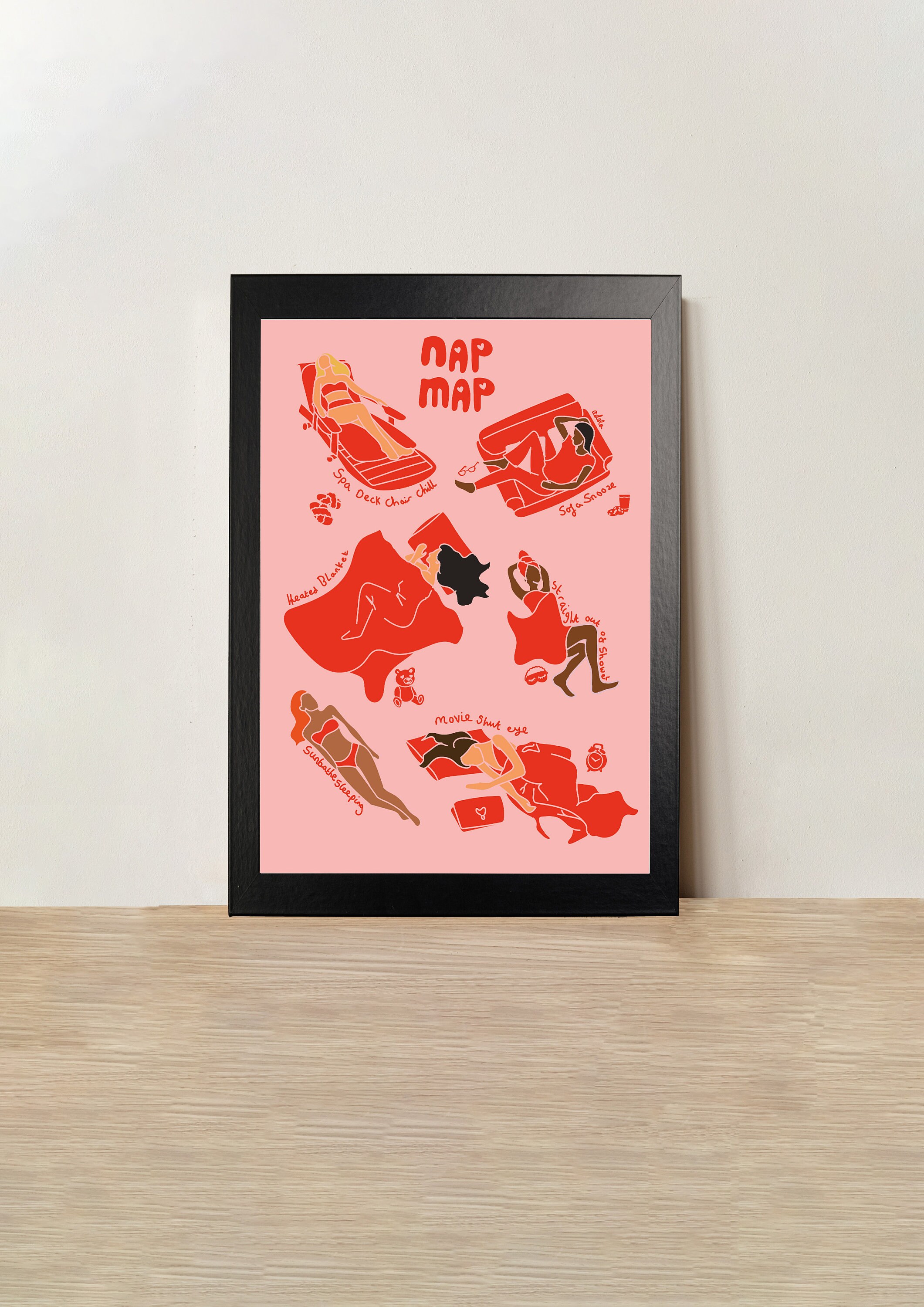 Nap Map Print A4 A5 Home Decor Top Quality Print Napping Power Nap Nap ...