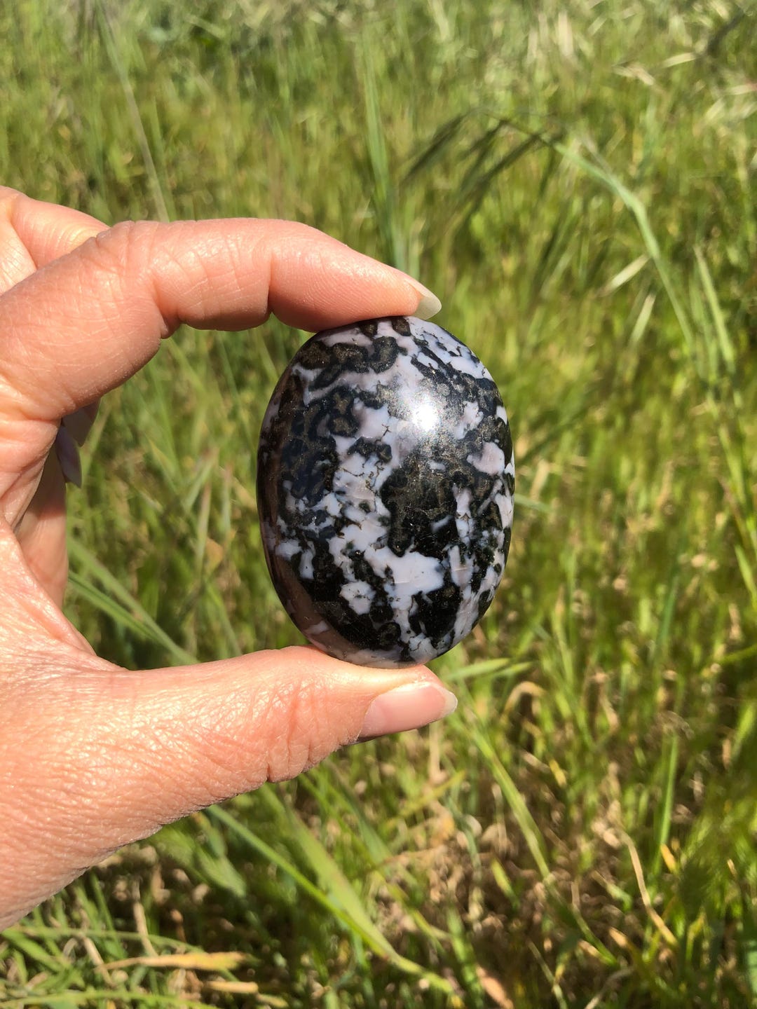 Blizzard Stone Palm Stone, Gabbro Crystal Carving, Madagascar - Etsy