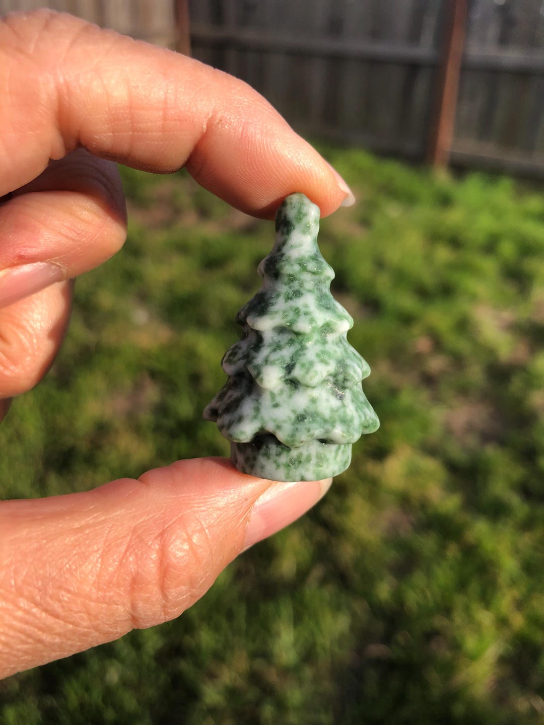 Qinghai Jade Christmas Tree: Carved Crystal Sculpture, Reiki Healing ...