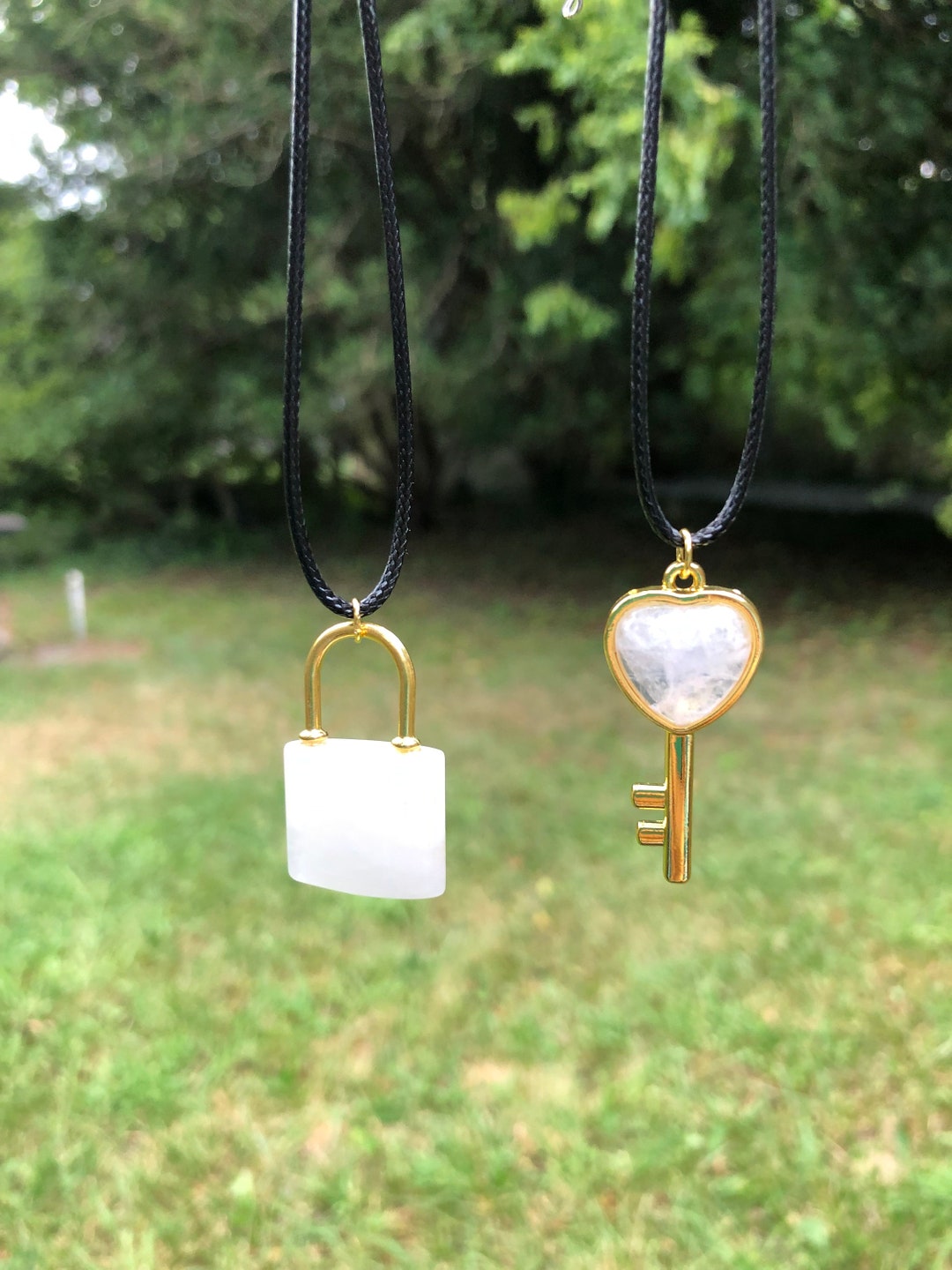 Quartz Crystal Gemstone Key and Lock set Pendant Charm Gift Healing ...