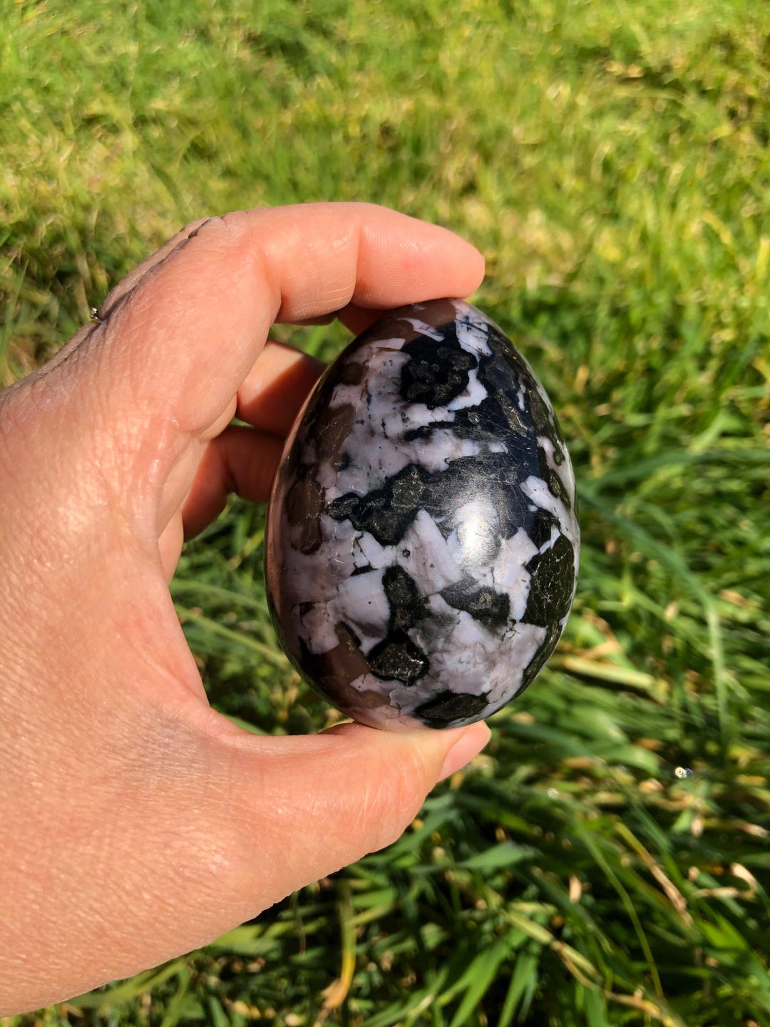 Blizzard Stone Egg: Gabbro Crystal Carving, Madagascar Healing Stone - Etsy