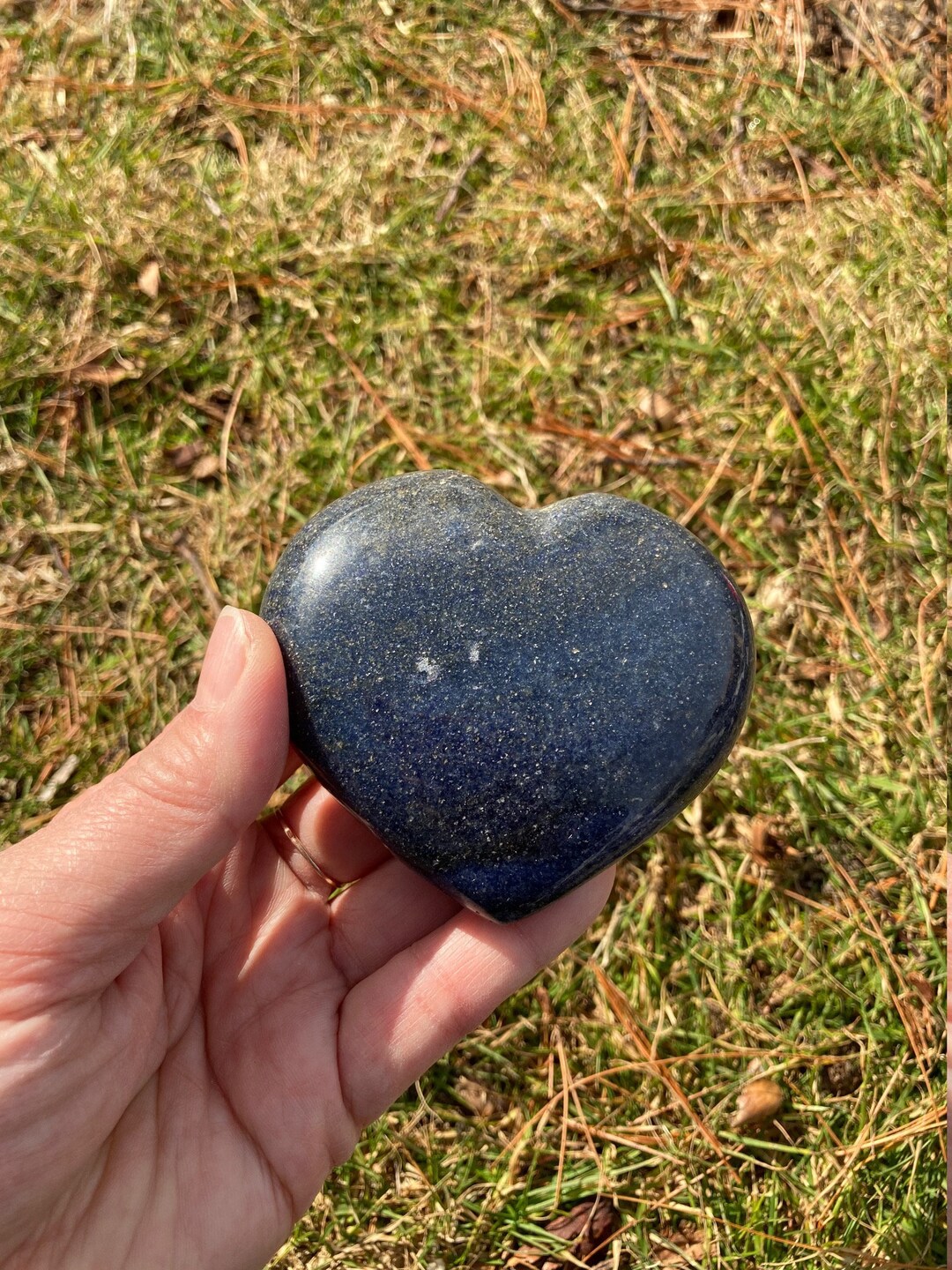 Lazulite Heart Midnight Sky Crystal Heart Lazulite Palmstone Healing ...