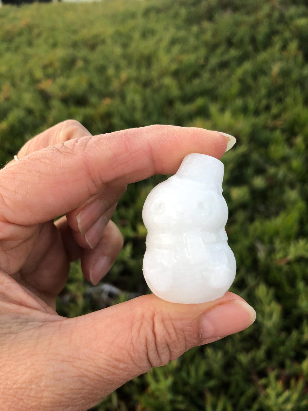 White Hanbai Jade White Marble Snowman Figurine, Christmas Gift Crystal ...