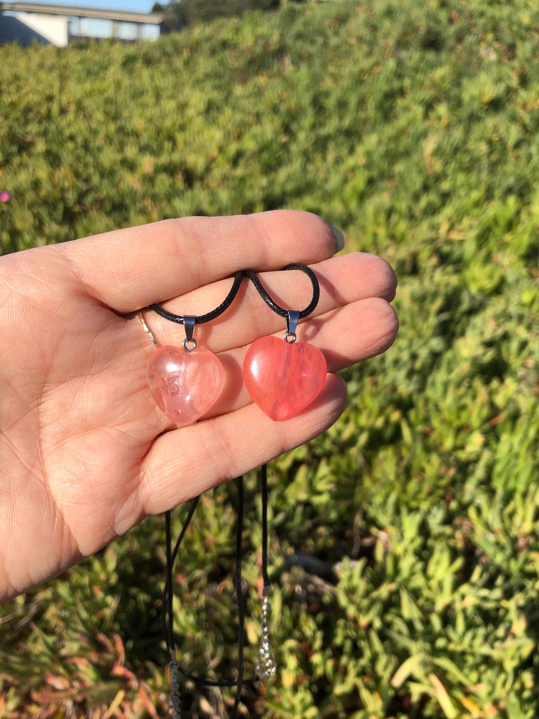 Cherry Quartz Crystal Heart Pendant Necklace: Healing Stone Charm - Etsy