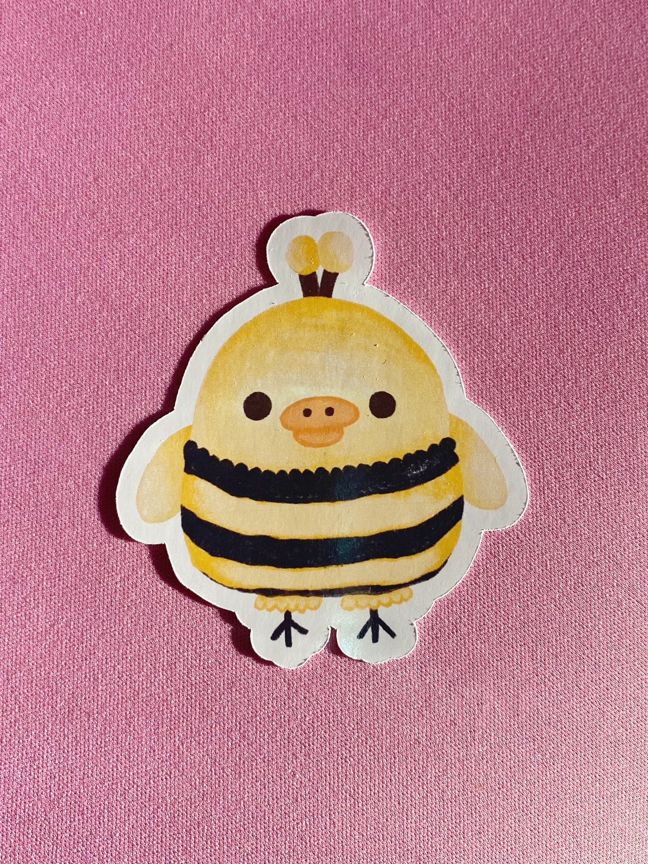 Chick in Bumble Bee Costume Chicken Sticker | Kawaii Cute Decal ...