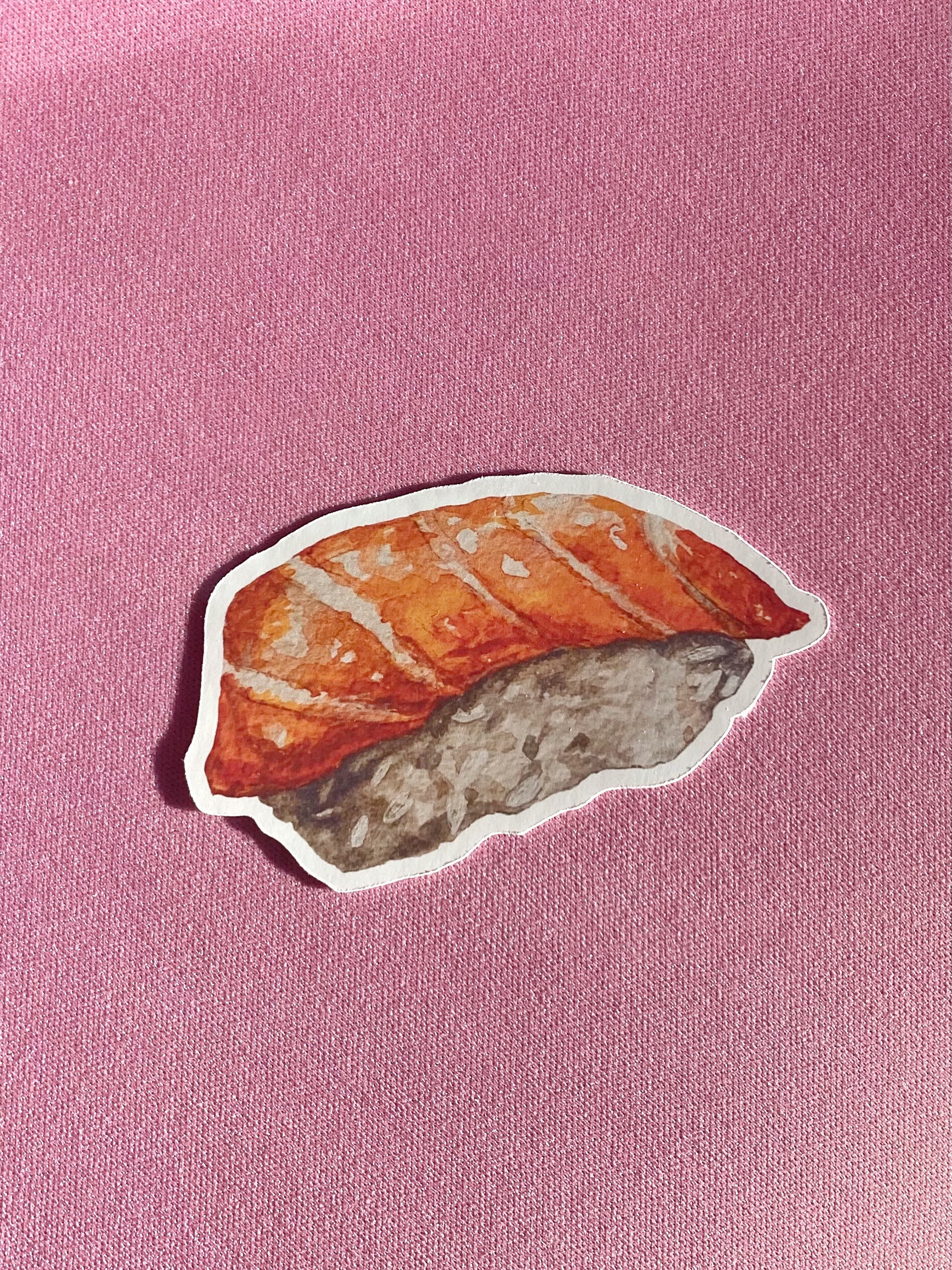 Salmon Sushi Nigiri Sticker Kawaii Cute Decal Watercolour Food Sticker