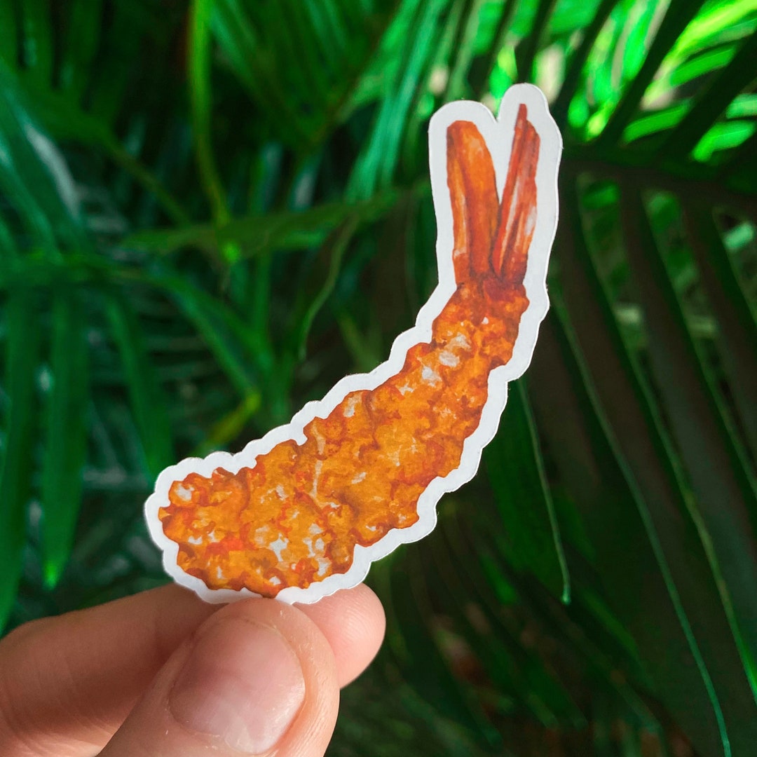 Shrimp Tempura Crispy Sticker | Kawaii Cute Decal | Watercolour Food ...