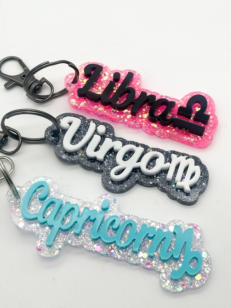 Resin Zodiac Keychains - Etsy