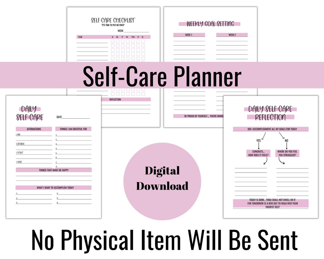 Self-care Planner Self-care Tracker Self Care Planner for - Etsy
