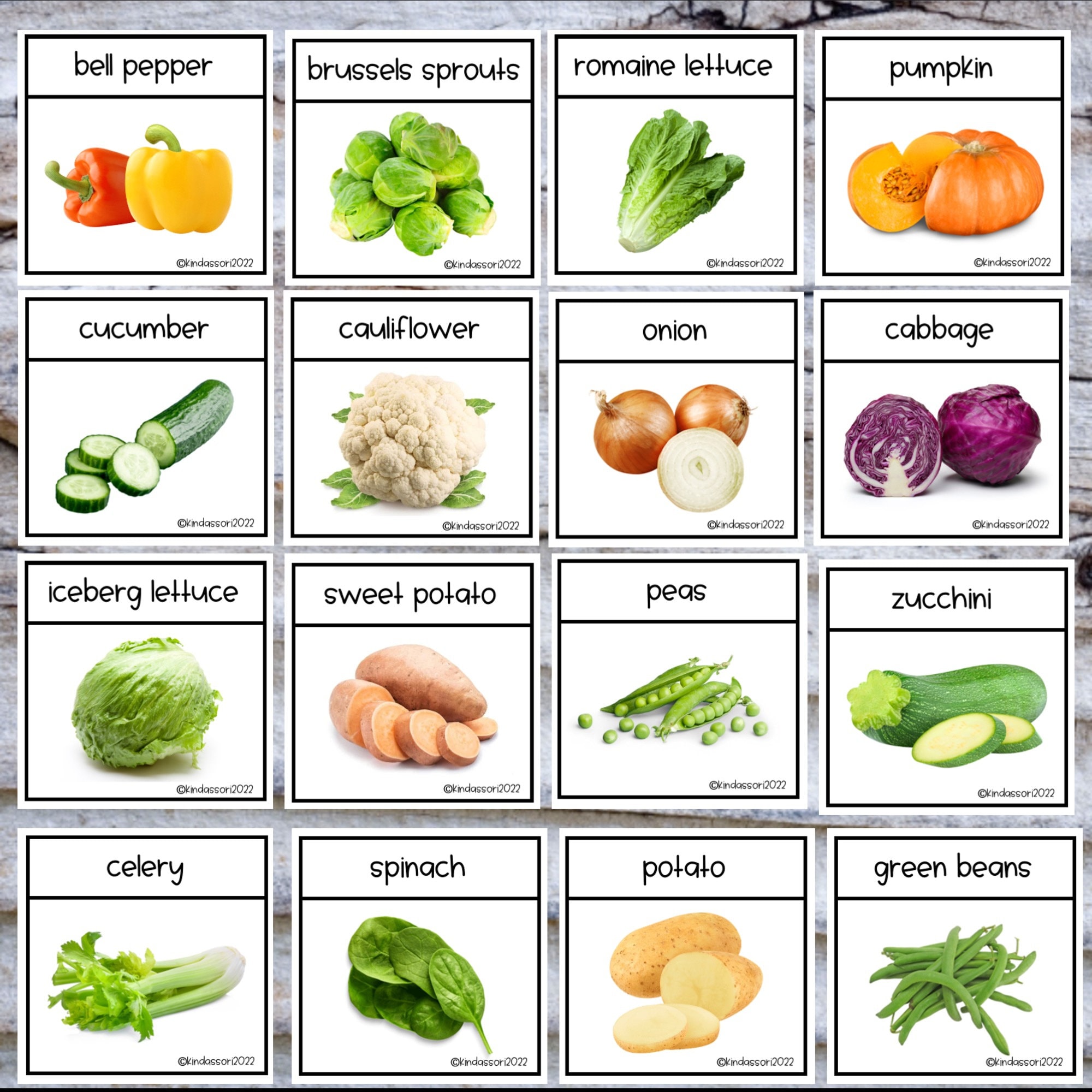 Montessori Vegetable Matching Cards, Vegetable Cards, Veggie Matching ...