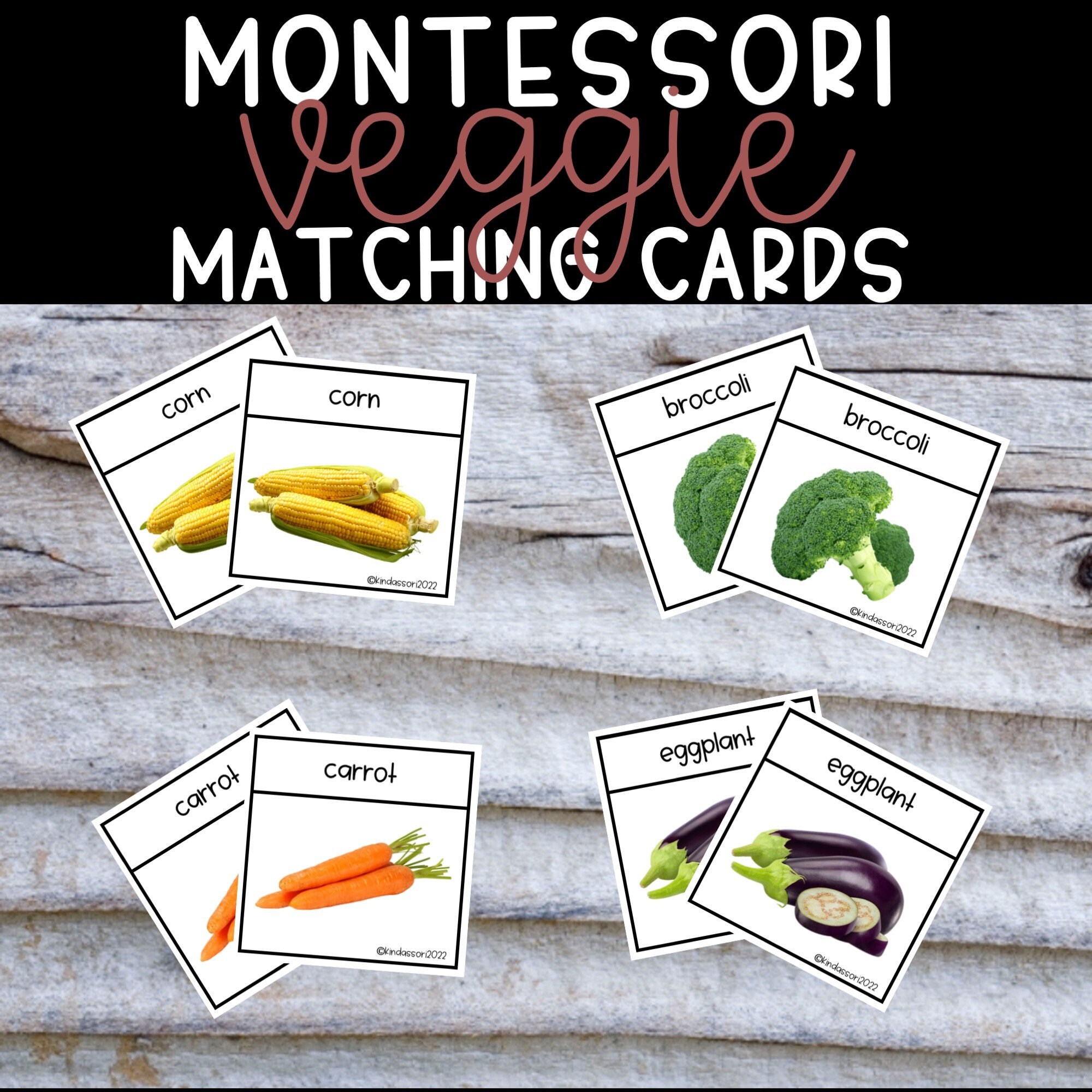 Montessori Vegetable Matching Cards, Vegetable Cards, Veggie Matching ...