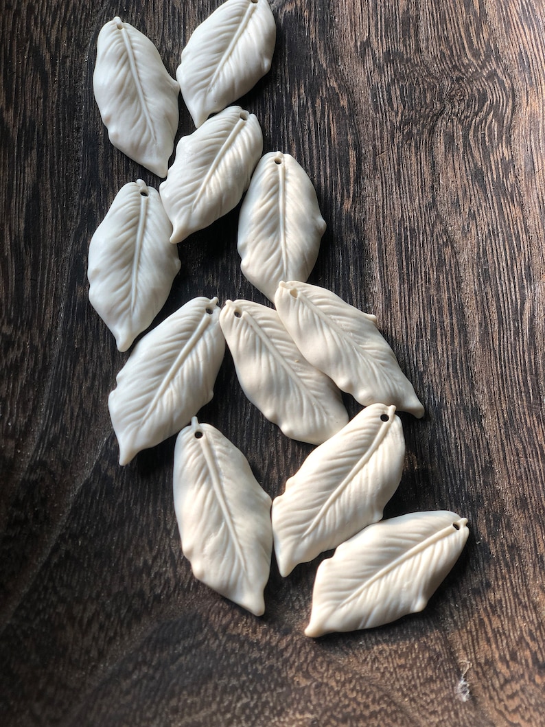 Artisan Porcelain Leaf Charm Pottery-handmade-pendant-pottery Charm ...