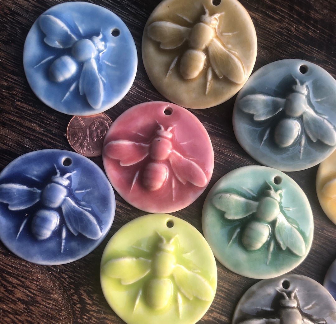 Colourful Glazed Porcelain Bee Pendant Charm-artisan Pendant-bee ...