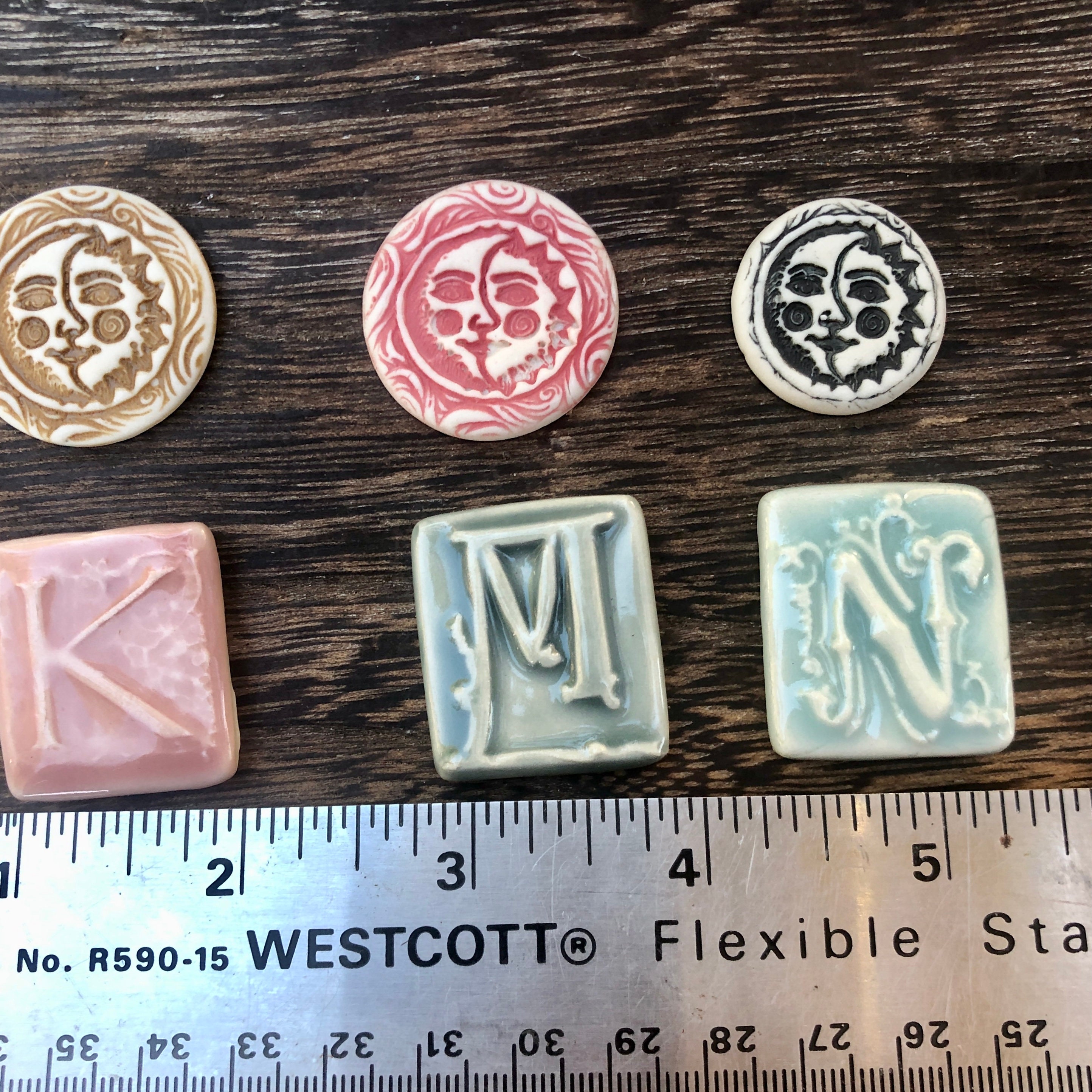 Sun & Moon Face Porcelain Handmade Cabochon-flat Cabochons No Hole Bead ...
