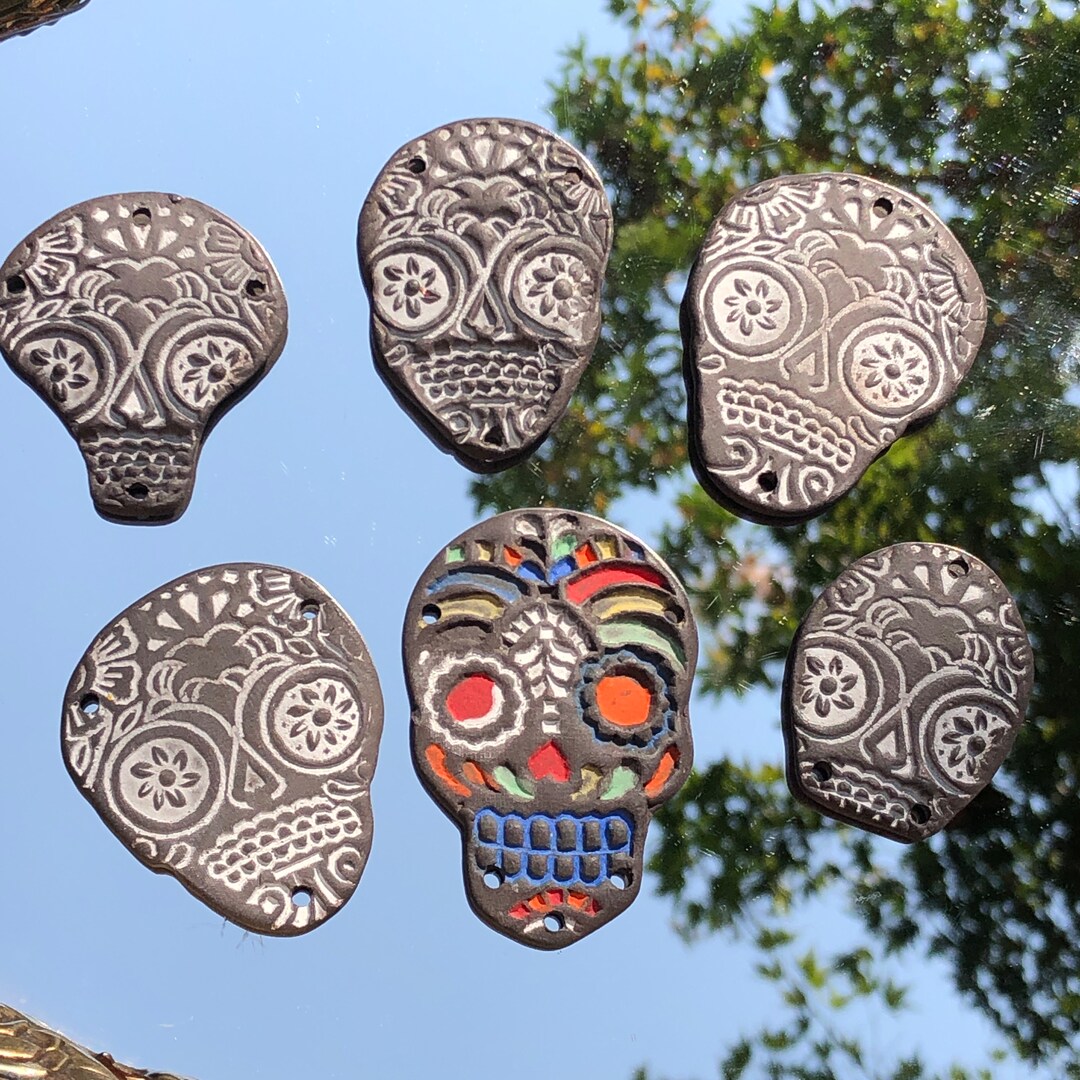 Day of the Dead Artisan Pendants-pottery Pendant-charm-necklace Charm ...