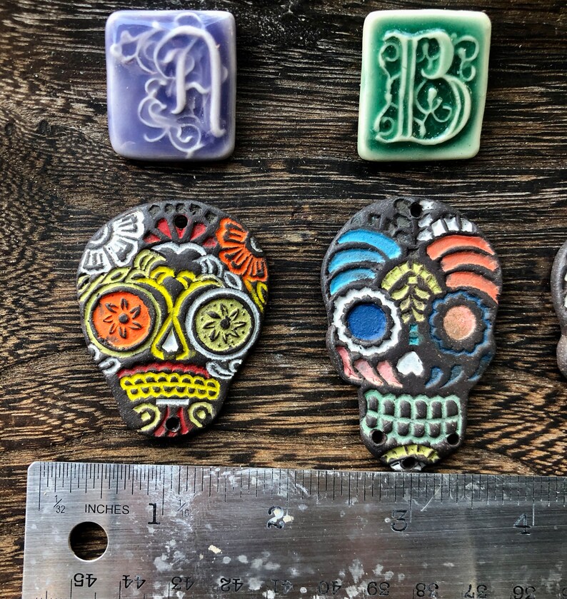 Day of the Dead Artisan Pendants-pottery Pendant-charm-necklace Charm ...