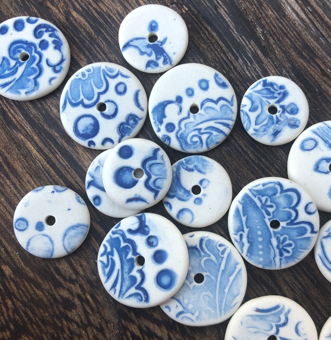 Blue Delft Porcelain Heishi Beads-hand Made Heishi White Beads-one Hole ...