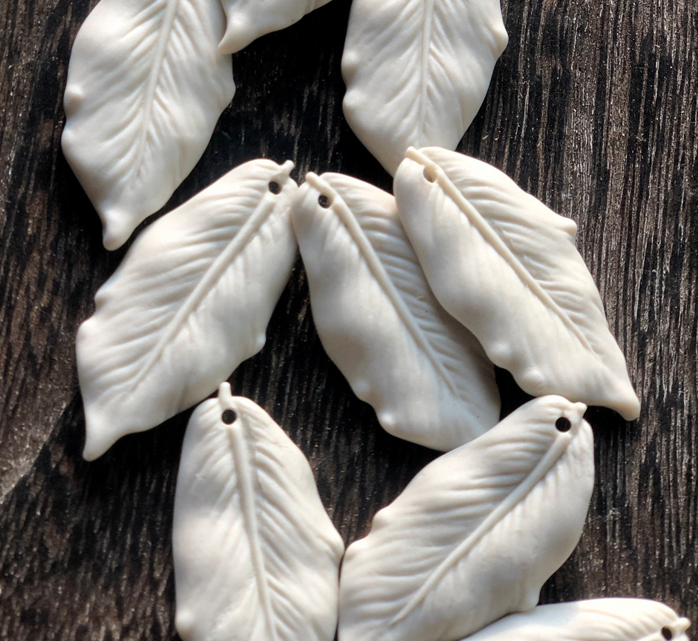 Artisan Porcelain Leaf Charm Pottery-handmade-pendant-pottery Charm ...