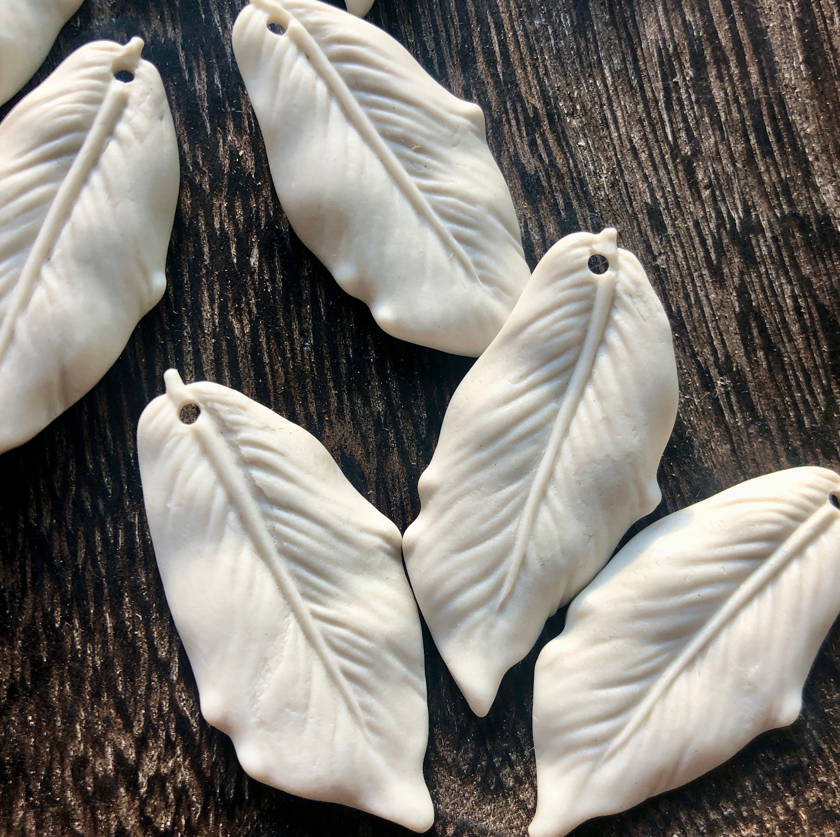 Artisan Porcelain Leaf Charm Pottery-handmade-pendant-pottery Charm ...