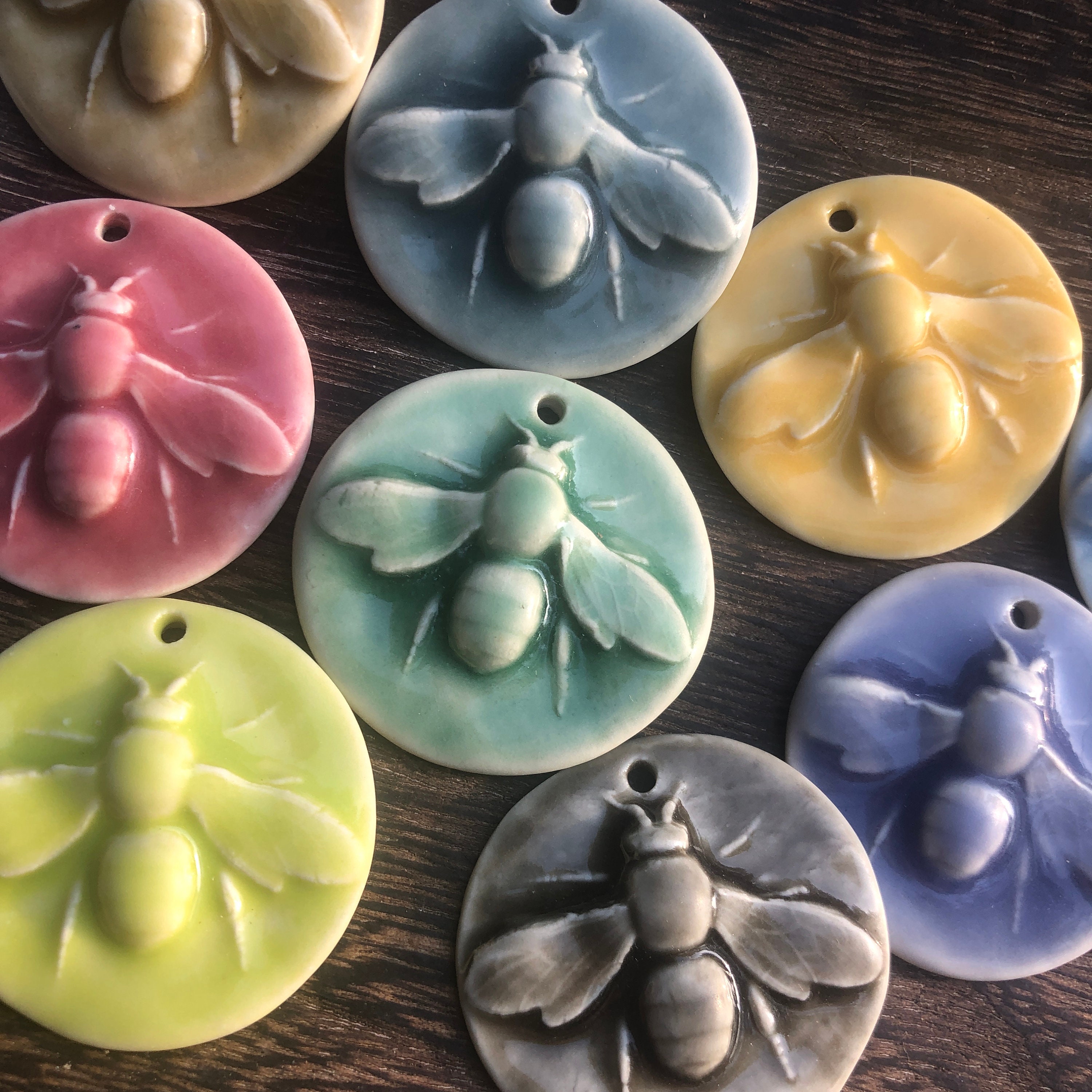 Colourful Glazed Porcelain Bee Pendant Charm-artisan Pendant-bee ...
