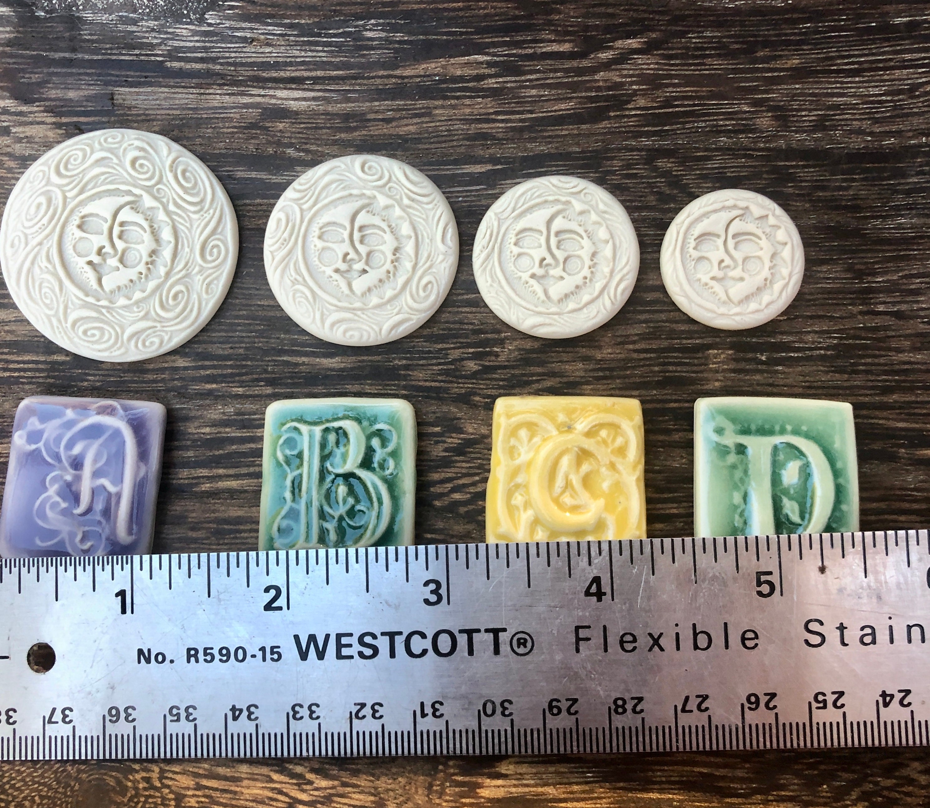 Sun & Moon Face Porcelain Handmade Cabochon-flat Cabochons No Hole Bead ...