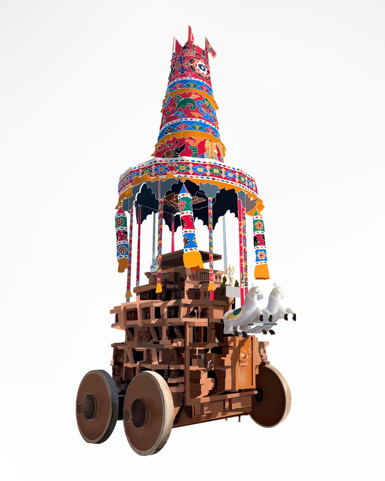Temple Chariot Painting Temple South Asia South India Digital Print ...