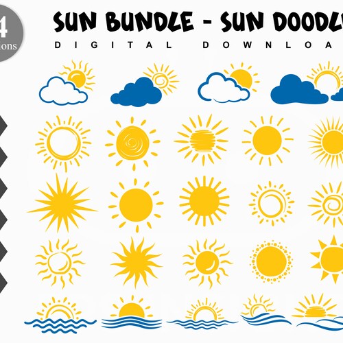 Sun Svg Bundle. Sunshine Svg. Sun Ocean and Sun Cloud SVG. - Etsy