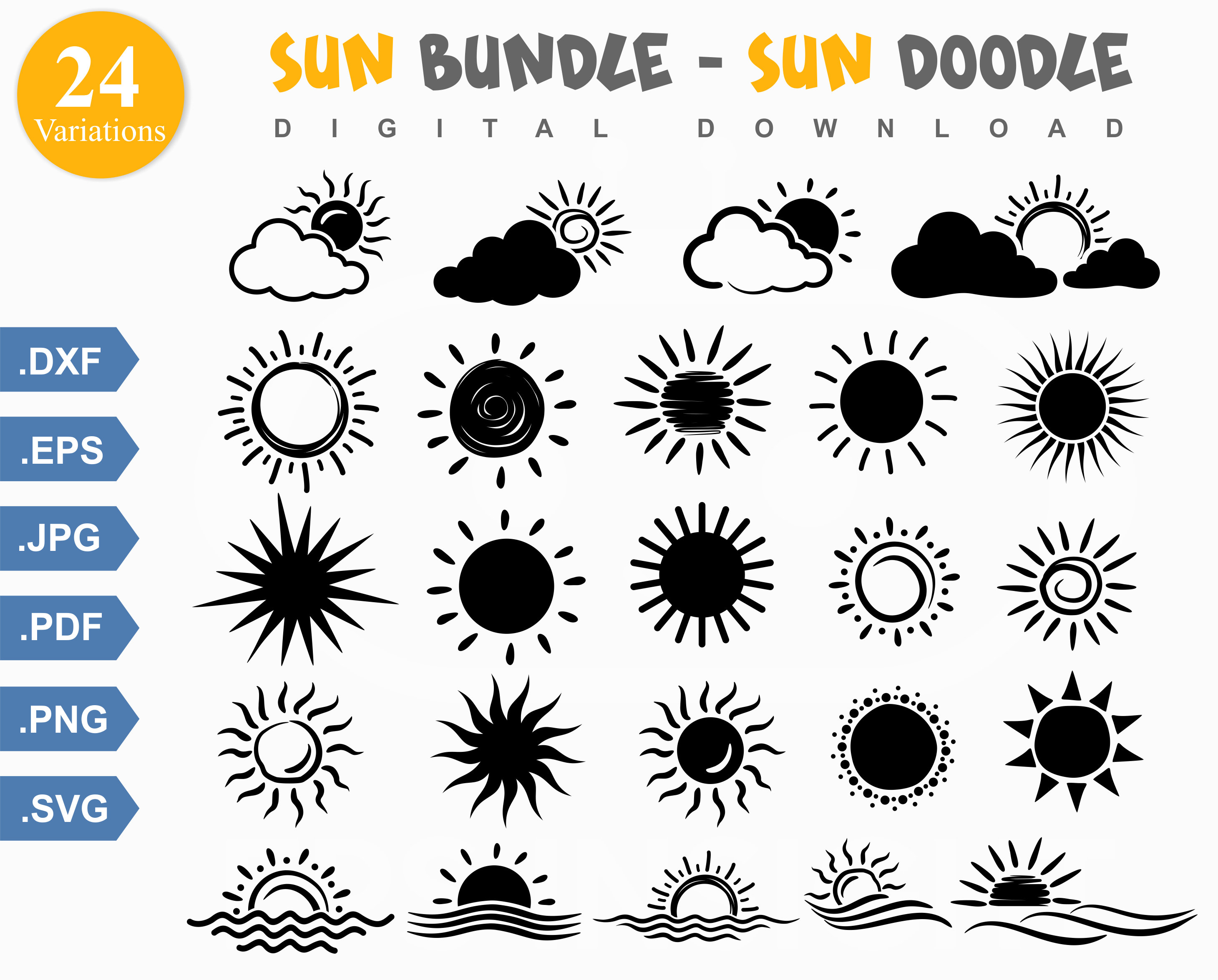 Paquete Sun svg. Sol svg. Sun Ocean y Sun Cloud SVG. Lindo sol | Etsy ...