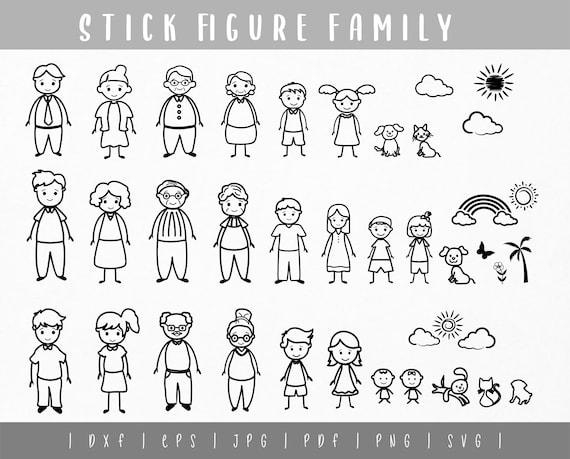 Stick Figure Family Bundle. Stick Figure Svg. Stick Figure | Etsy