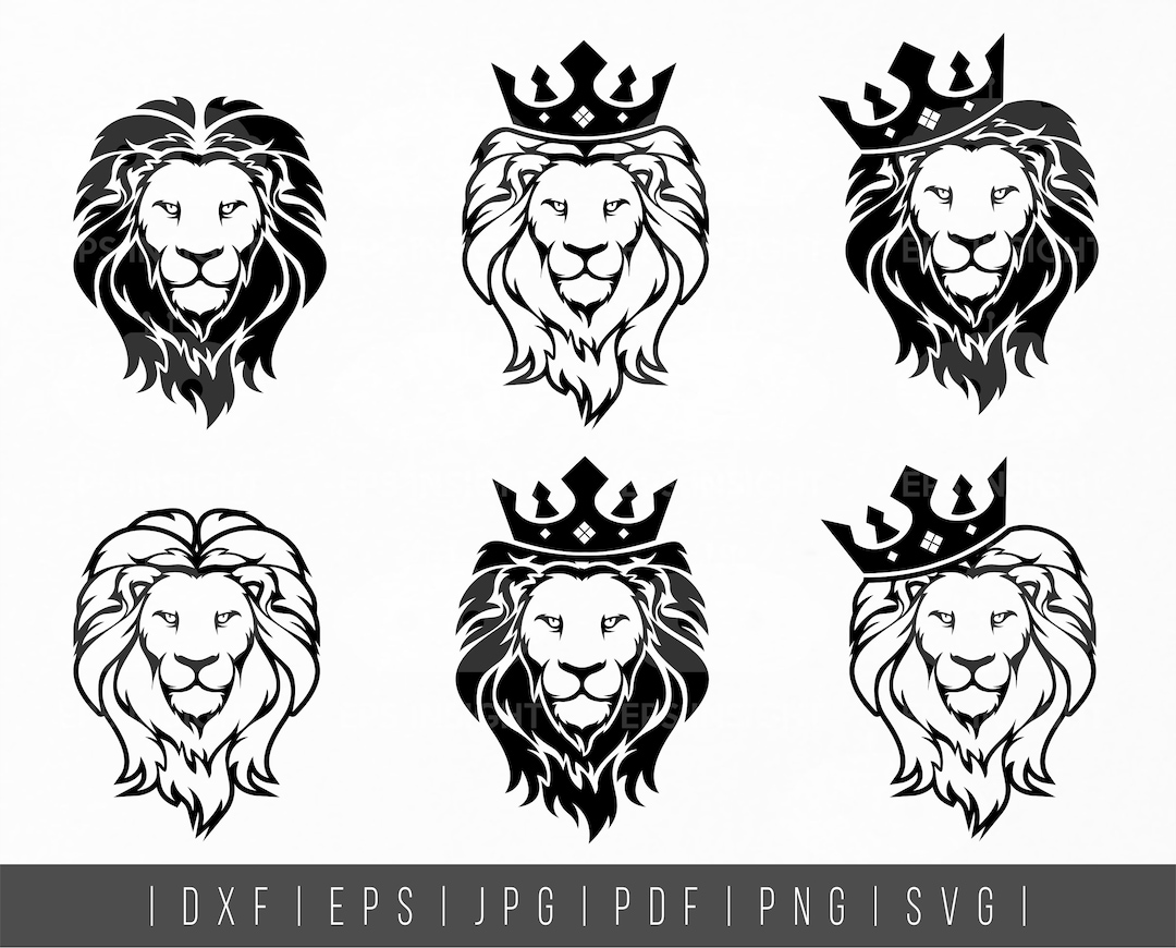 Lion Head Svg. King Lion Svg. Lion in Crown Svg. Crowned Lion Head ...