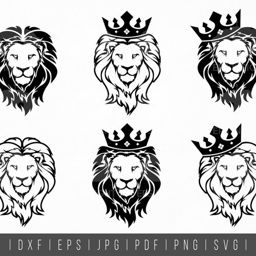 Crowned Lion Svg. Vector Cut File for Cricut Silhouette Pdf - Etsy