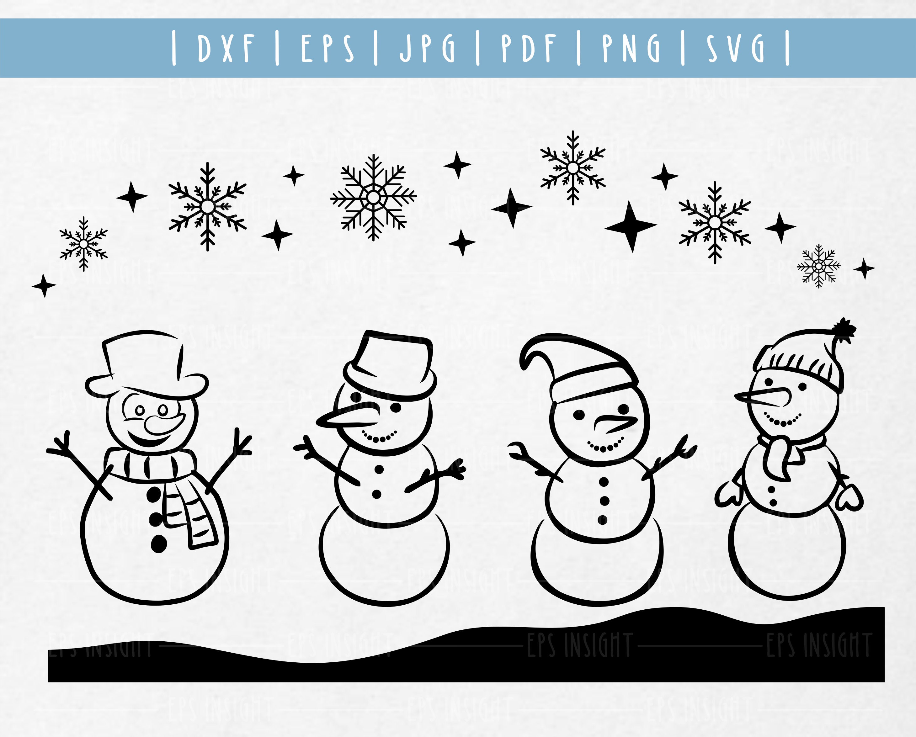 Snowman Svg Bundle. Hand Drawn Snowman Winter Snowman Svg - Etsy
