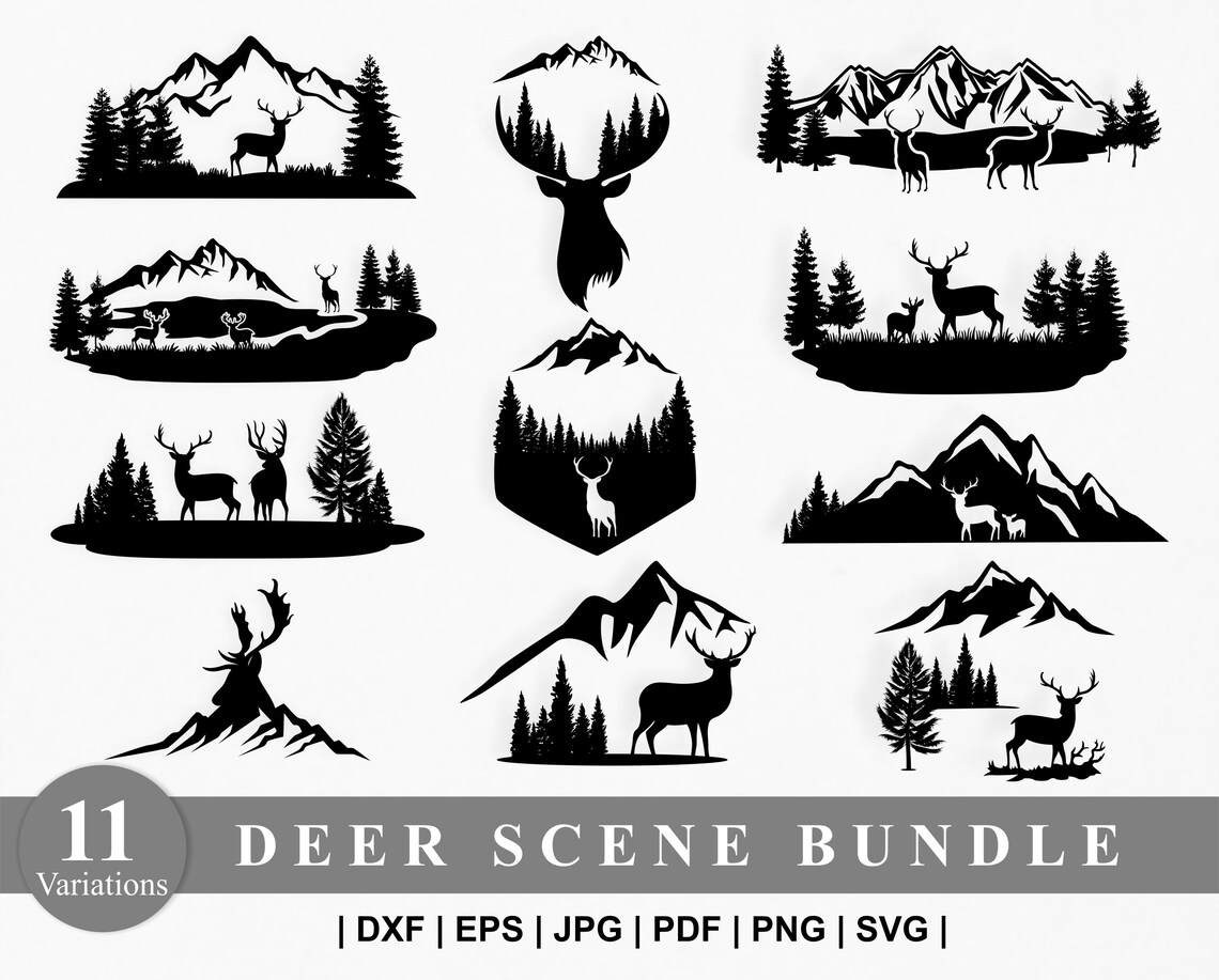 Deer Mountain Svg. Deer Scene Svg Bundle. Wildlife Adventure - Etsy Deer Mountain Svg. Deer Scene Svg Bundle. Wildlife Adventure - Etsy