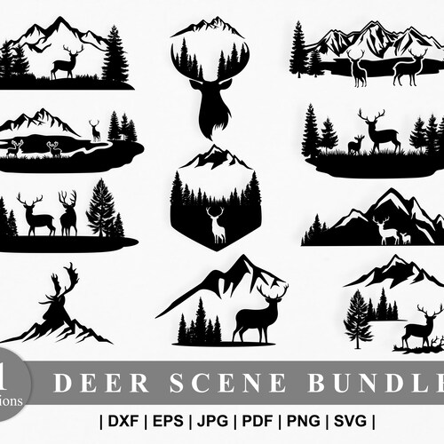 Deer Mountain Svg. Deer Scene Svg Bundle. Wildlife Adventure - Etsy