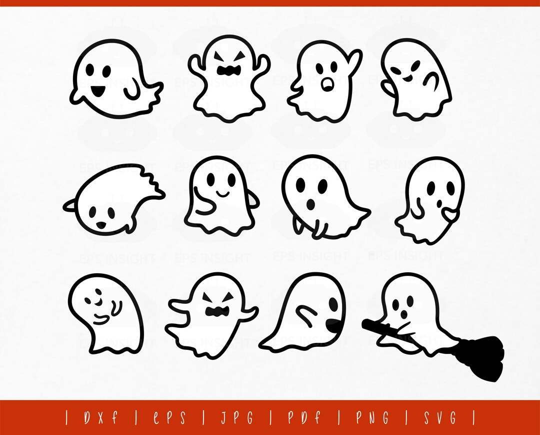 Cute Ghost Svg. Ghost Svg Bundle. Halloween Svg. Ghost Cut File. Spooky ...
