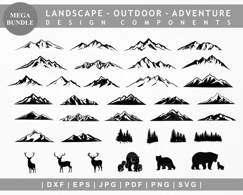Wildlife Scenery Design SVG. Mountain Bundle Svg. Landscape | Etsy