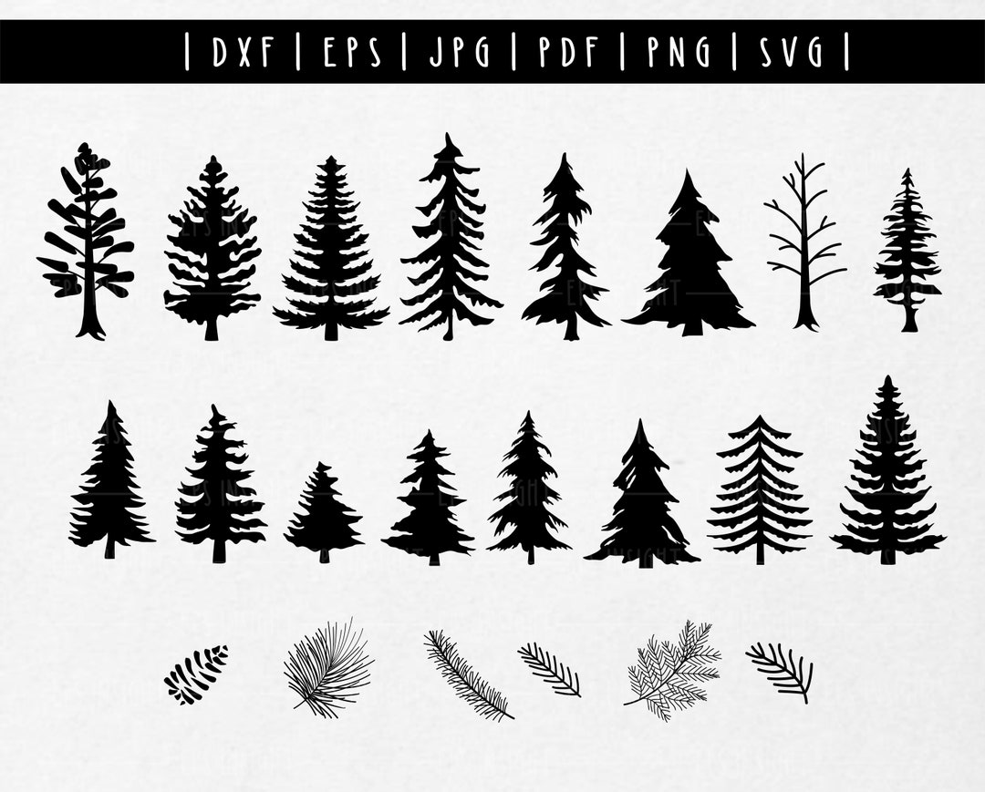 Pine Tree Bundle Svg. Pine Spruce Tree Svg. Christmas Tree Silhouette ...